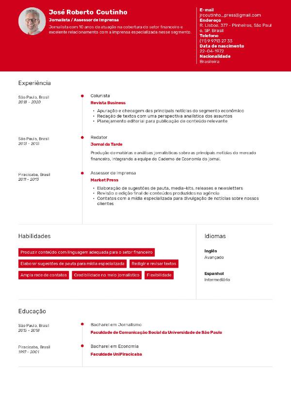 Modelos de currículo para baixar e preencher 2023